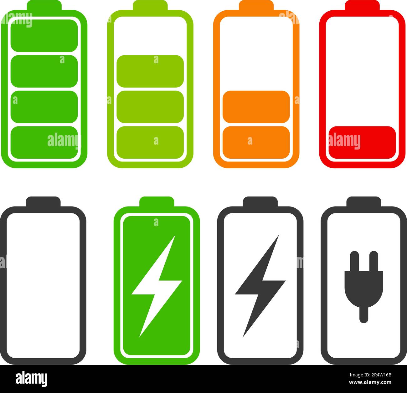 Colorful battery icons. Vector illustration. Isolated on white ...