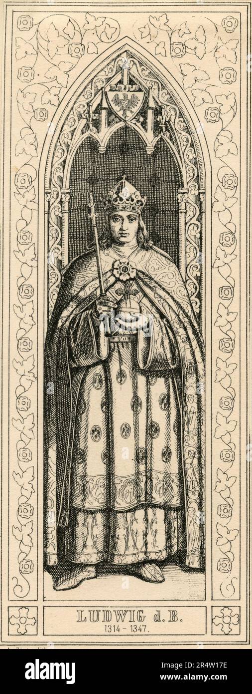 Portrait of Holy Roman Emperor Louis IV the Bavarian, engraving ...