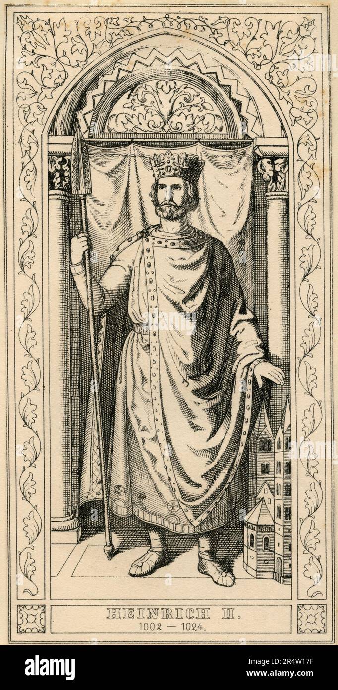 Portrait of Holy Roman Emperor Henry II, engraving, Austria 1806 Stock ...