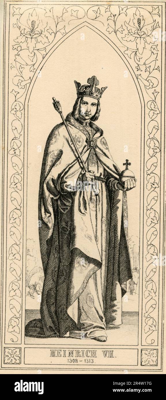 Portrait of Holy Roman Emperor Henry VII, engraving, Austria 1806 Stock ...