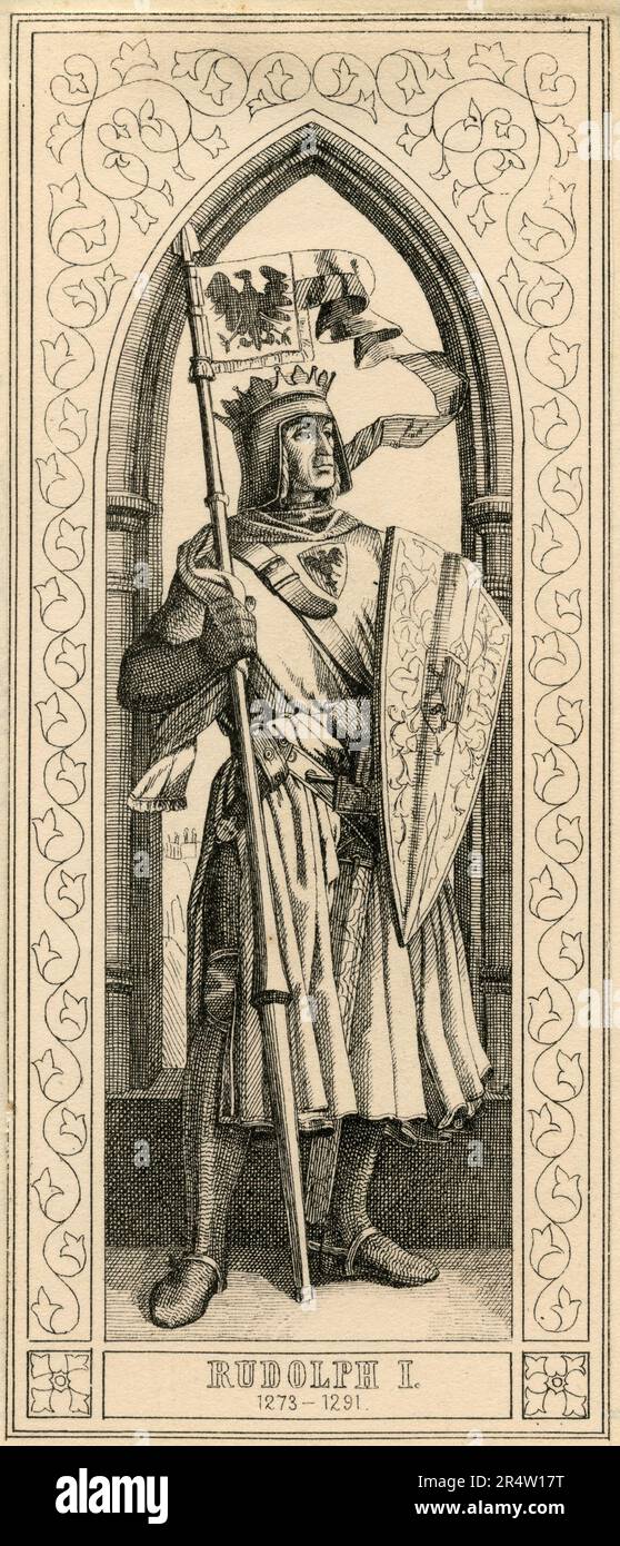 Portrait of Holy Roman Emperor Rudolf I, engraving, Austria 1806 Stock ...