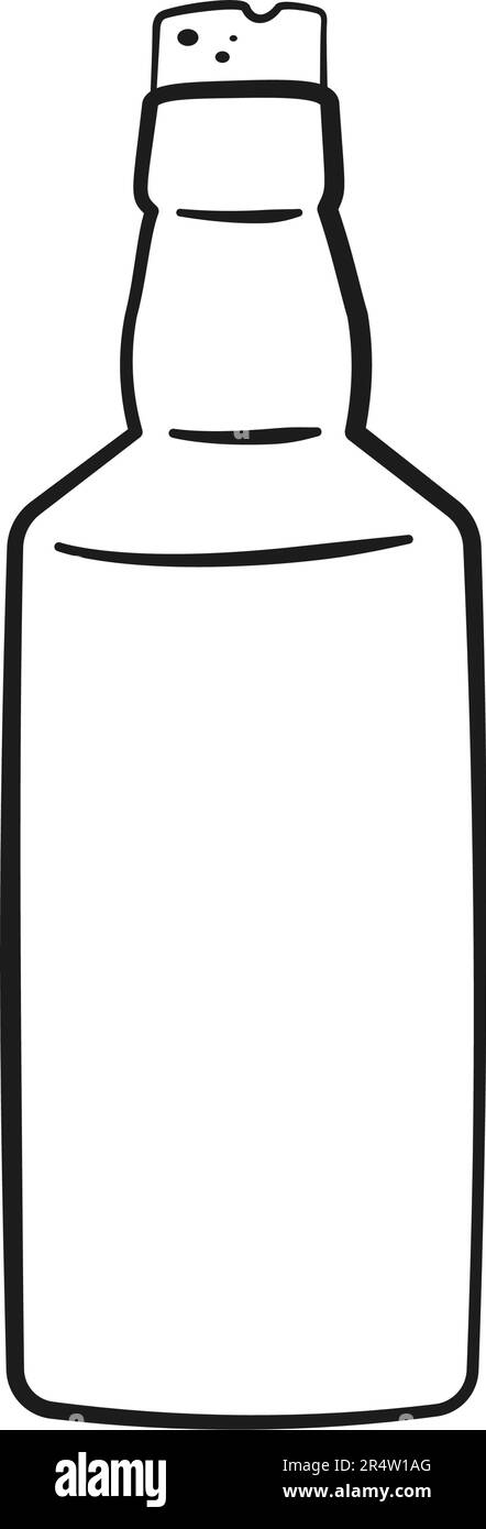 Bottle with cork outline. Cartoon. Vector illustration. Isolated on ...