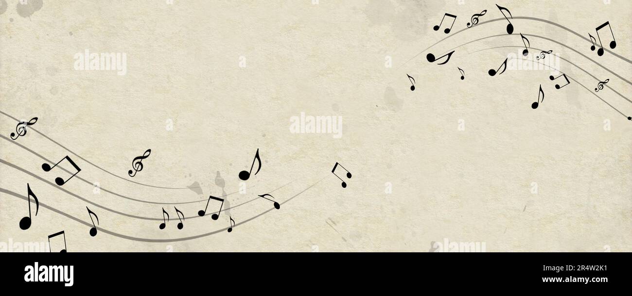 classic music notes on old textured paper. music background for posters ...