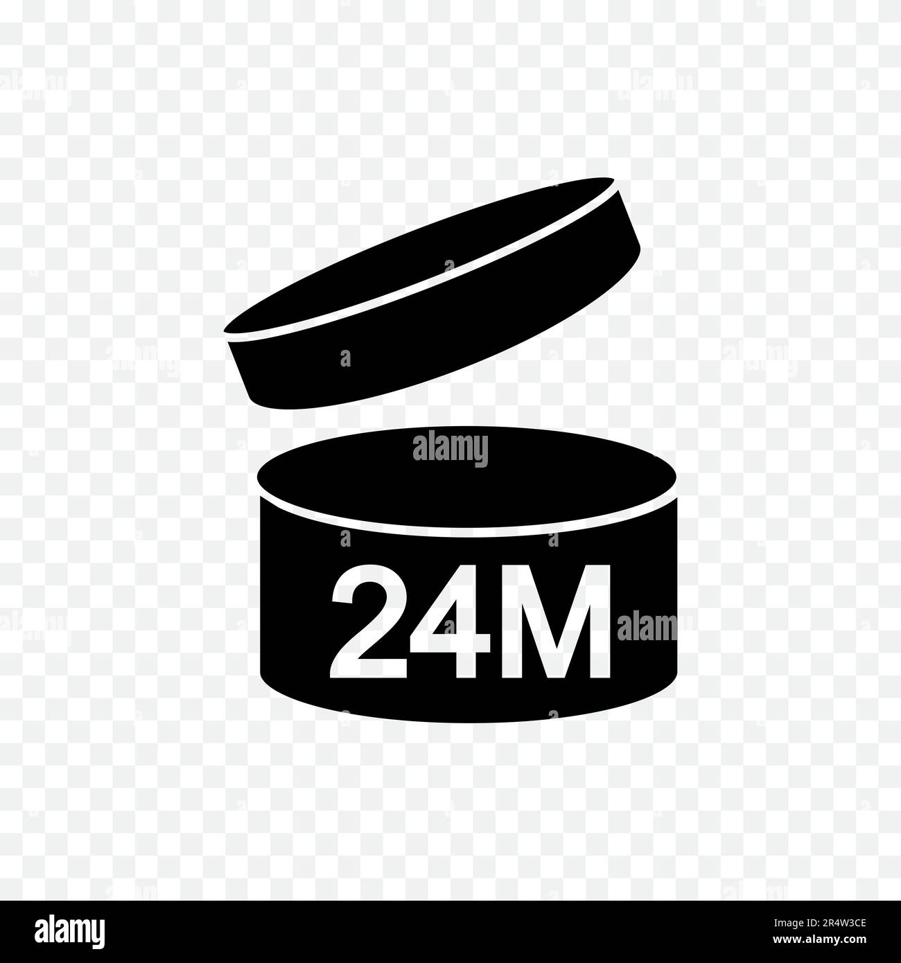 24m PAO icon. 24 months period after opening sign. Black jar with open ...