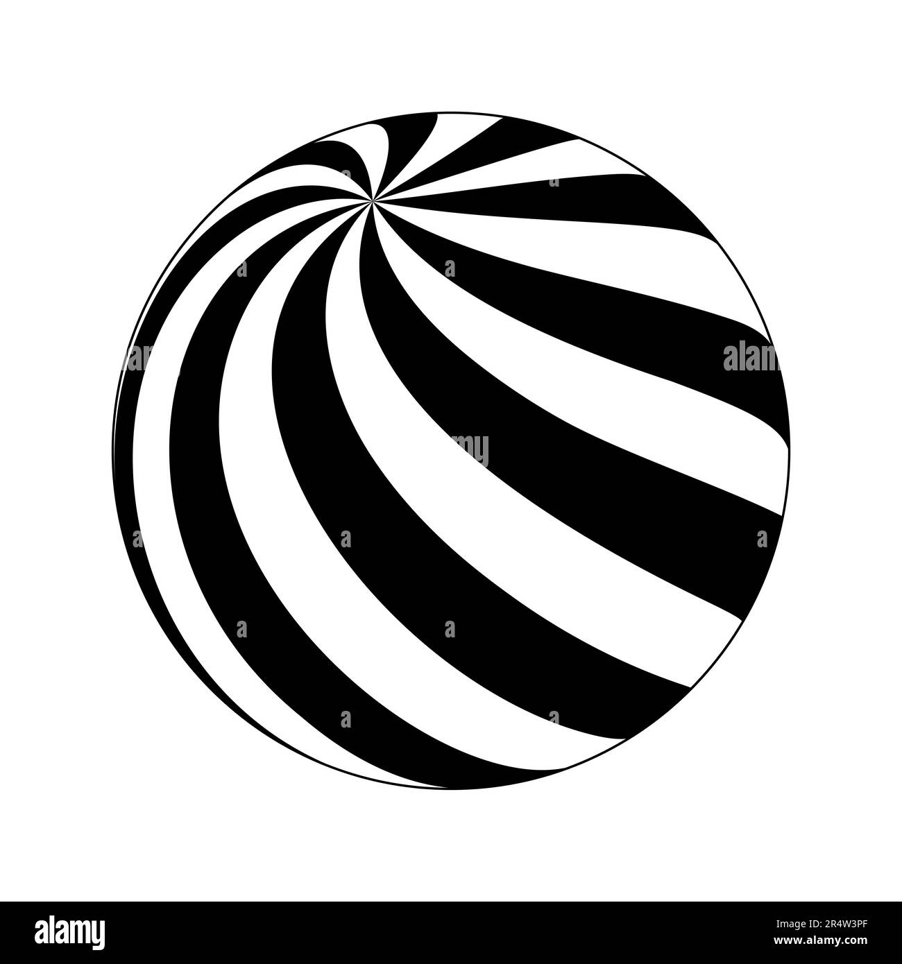 Spherical shape with twisted black and white stripes. 3D sphere model ...