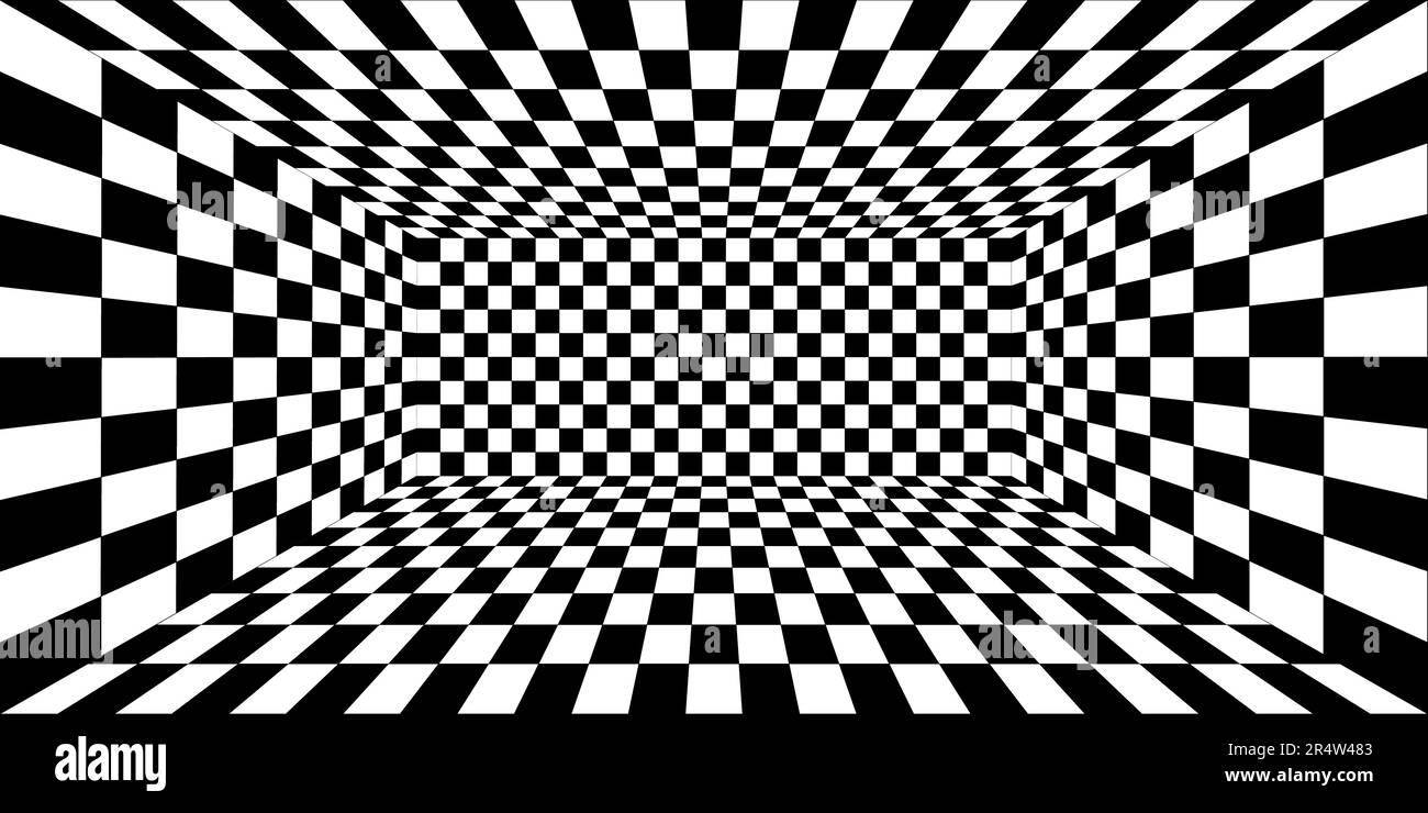 Rectangle room with checkered surface. Hall, studio or portal interior ...