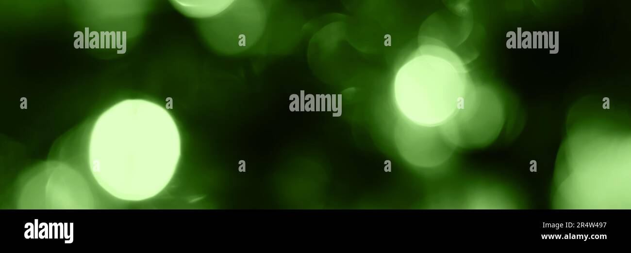 Blurred lights, green background, banner texture. Abstract bokeh with ...