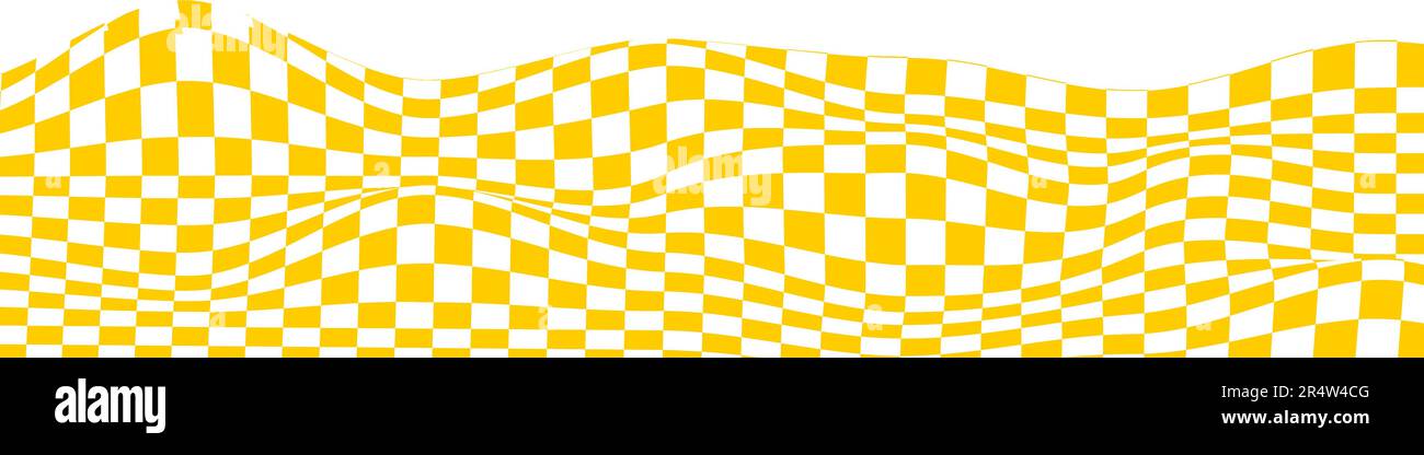 Waved checkered background. Warped texture with orange and white ...