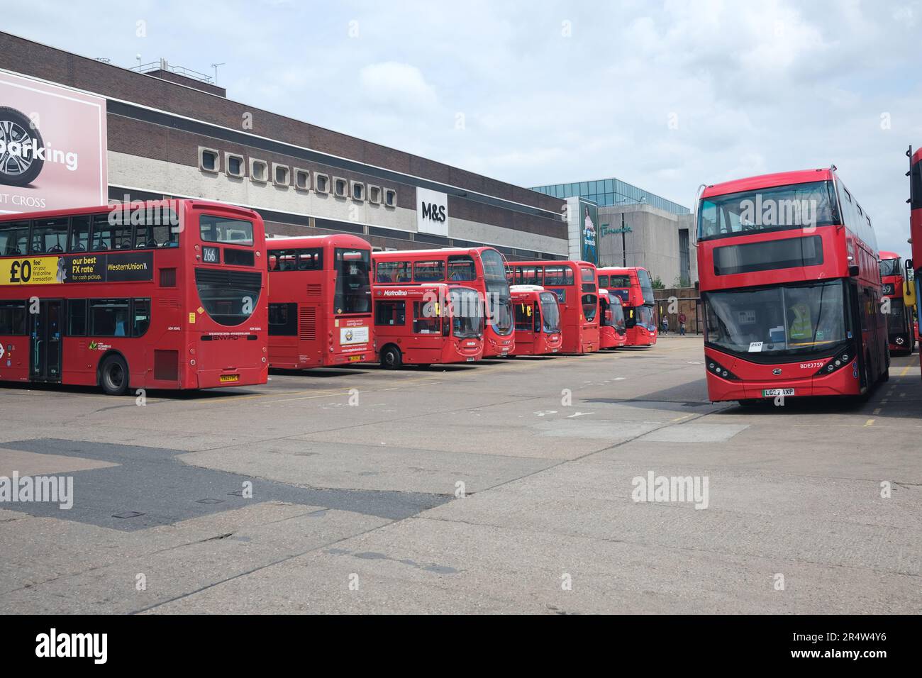 Brent Cross Shopping Centre, Nort London with lots of red London buses ...