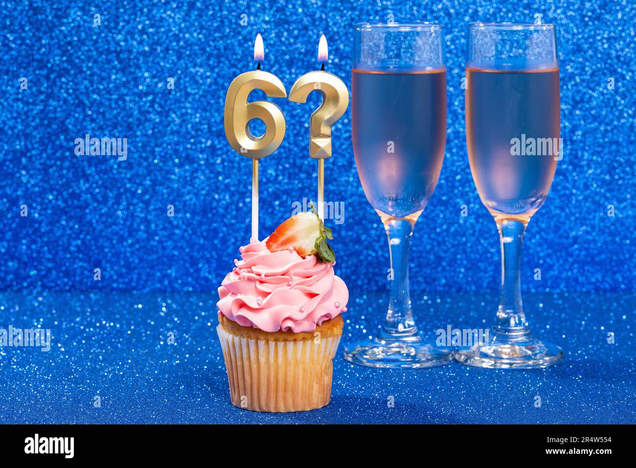 Cupcake With Numbers And Glasses With Wine For Birthday Or Anniversary ...