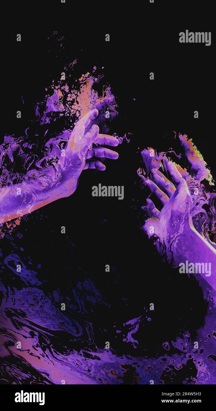 Soul. Art collage, design with neon hands for wallpapers, design ...