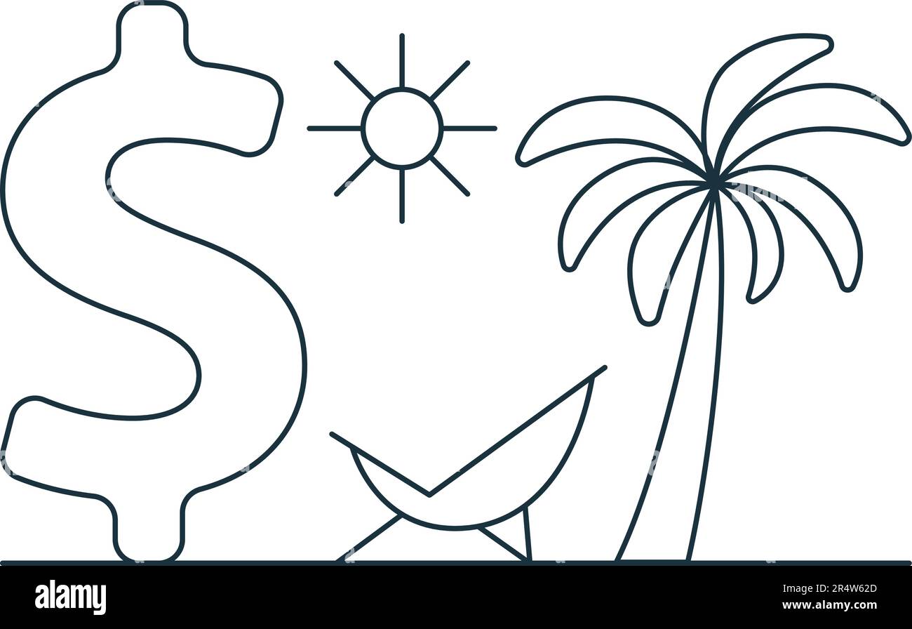 Paid vacation icon. Monochrome simple sign from employee benefits ...