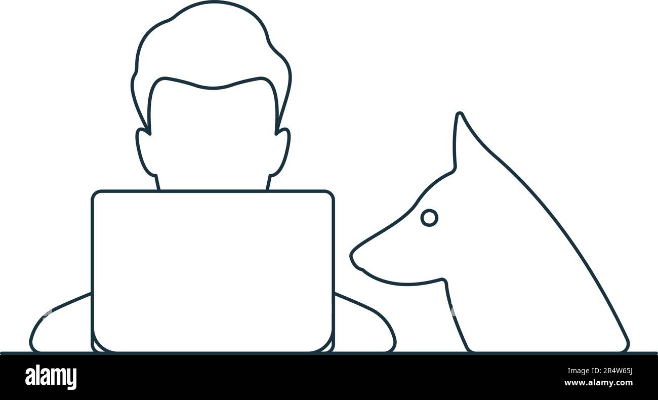 Pet-friendly workplace icon. Monochrome simple sign from employee ...