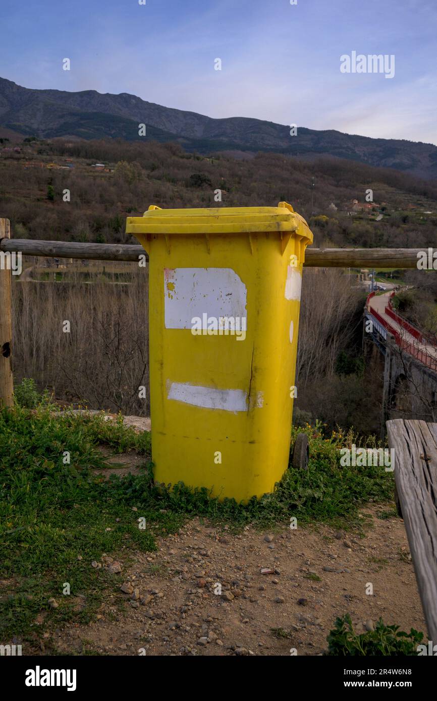 Yellow container for the collection of plastics and recycling and not ...