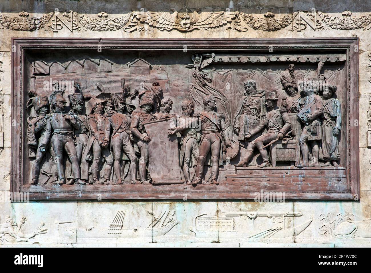 Commemorative bas-relief of Napoleon Bonaparte (1769-1821) above the ...