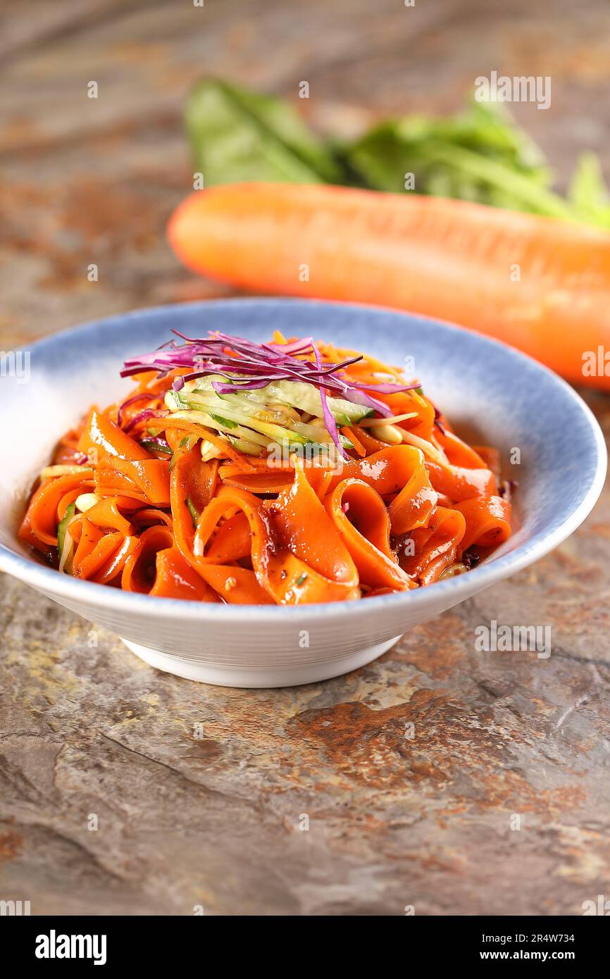 Tossed Mung Clear Noodles in Sauce，Liangpi，Chinese dish composed of ...