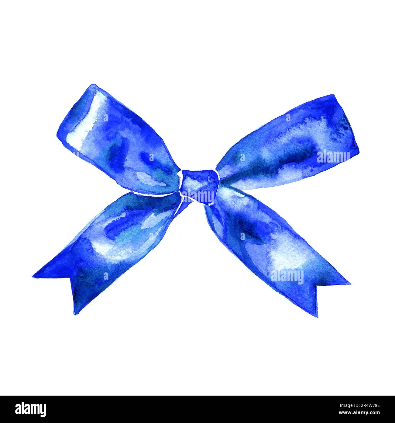 Watercolor blue bright bow on white background Stock Photo - Alamy