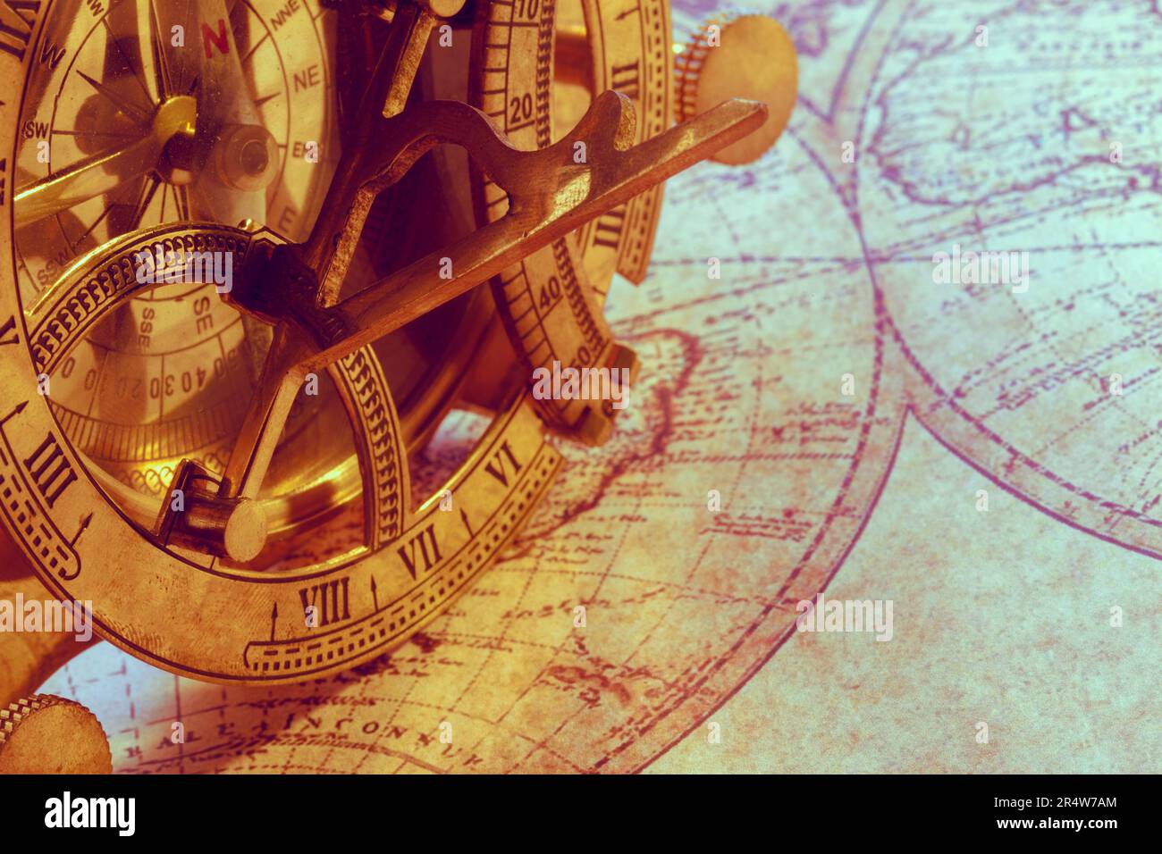 Old compass over ancient map Stock Photo - Alamy