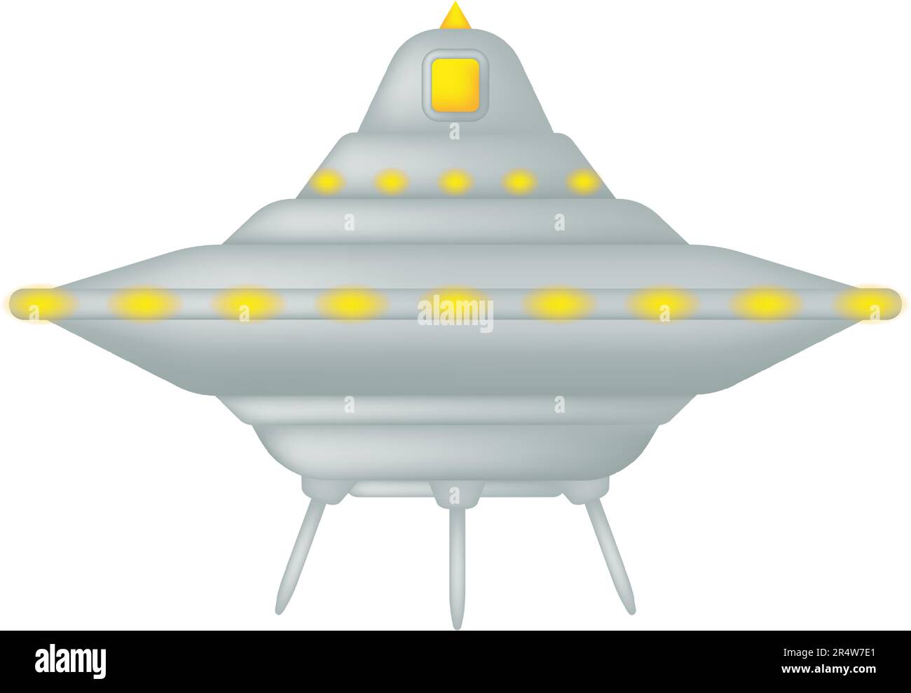 The spaceship has landed. UFO alien space travel vehicle isolated ...