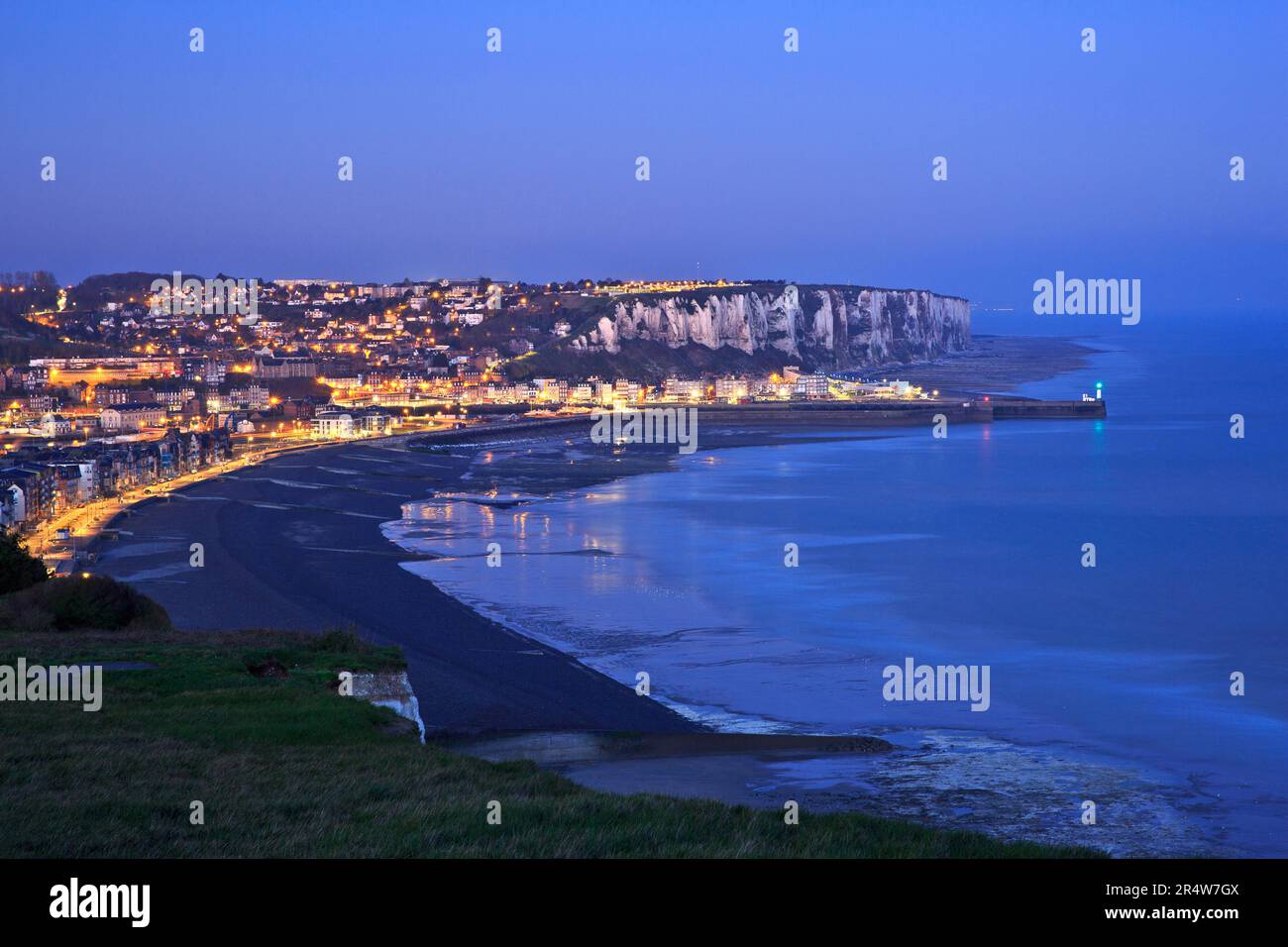 Panoramic view across the seaside resort of Le Treport (Seine-Maritime ...