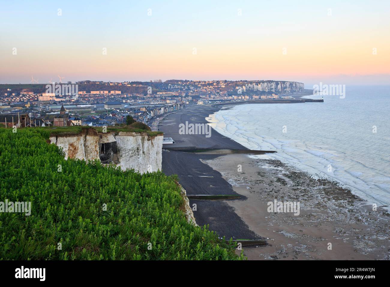 Panoramic view across the seaside resort of Le Treport (Seine-Maritime ...