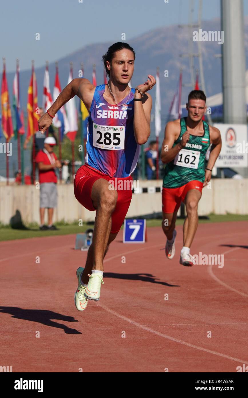 DENIZLI, TURKIYE - JULY 16, 2022: Athletes running 400 metres during ...