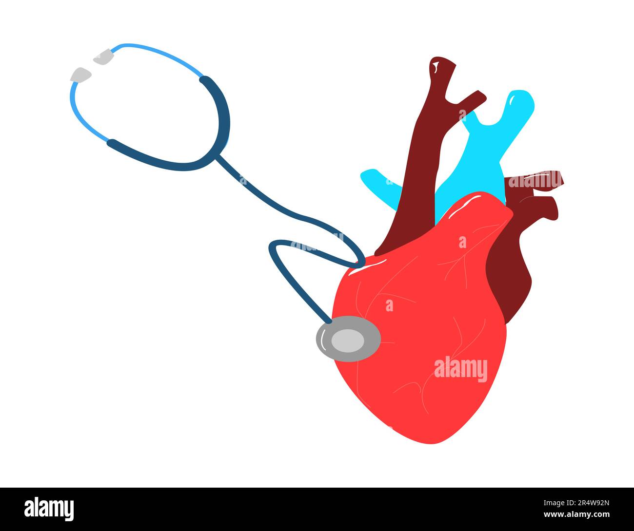 a human heart with stethoscope in a cartoon style Stock Vector Image ...