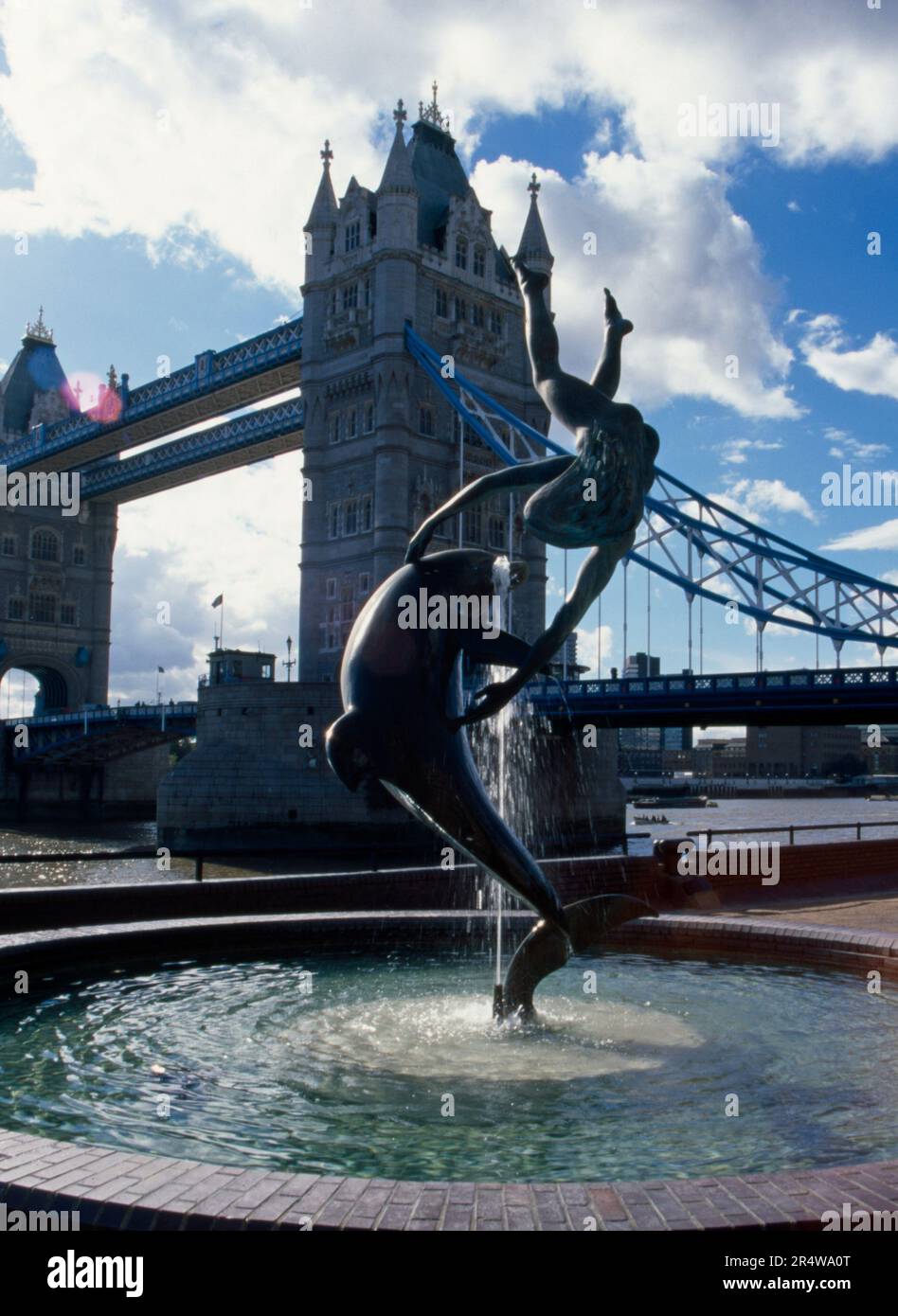 Girl with a Dolphin sculpture Tower Bridge London England Stock Photo ...