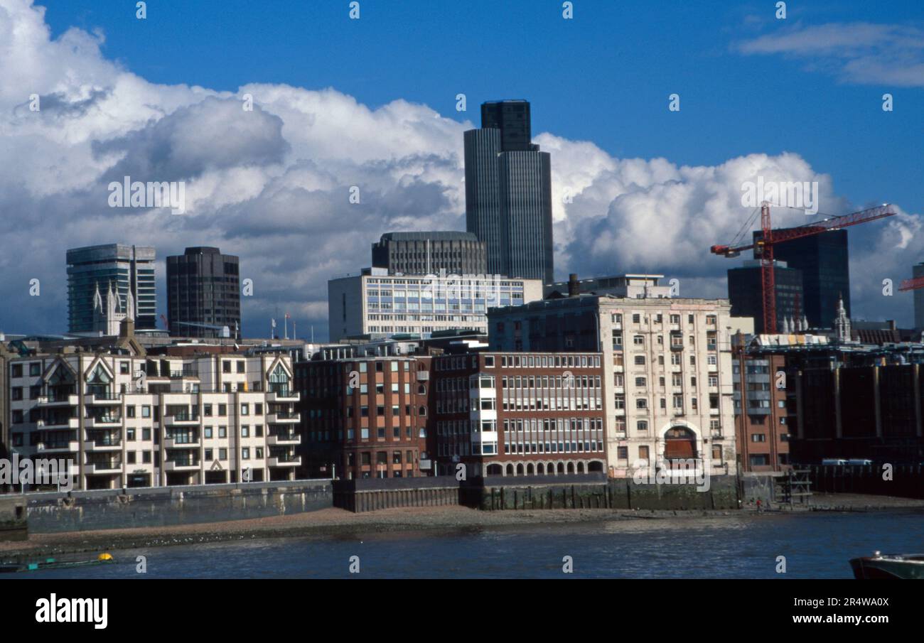 1990's view of the City of London including Tower 42 and the River ...