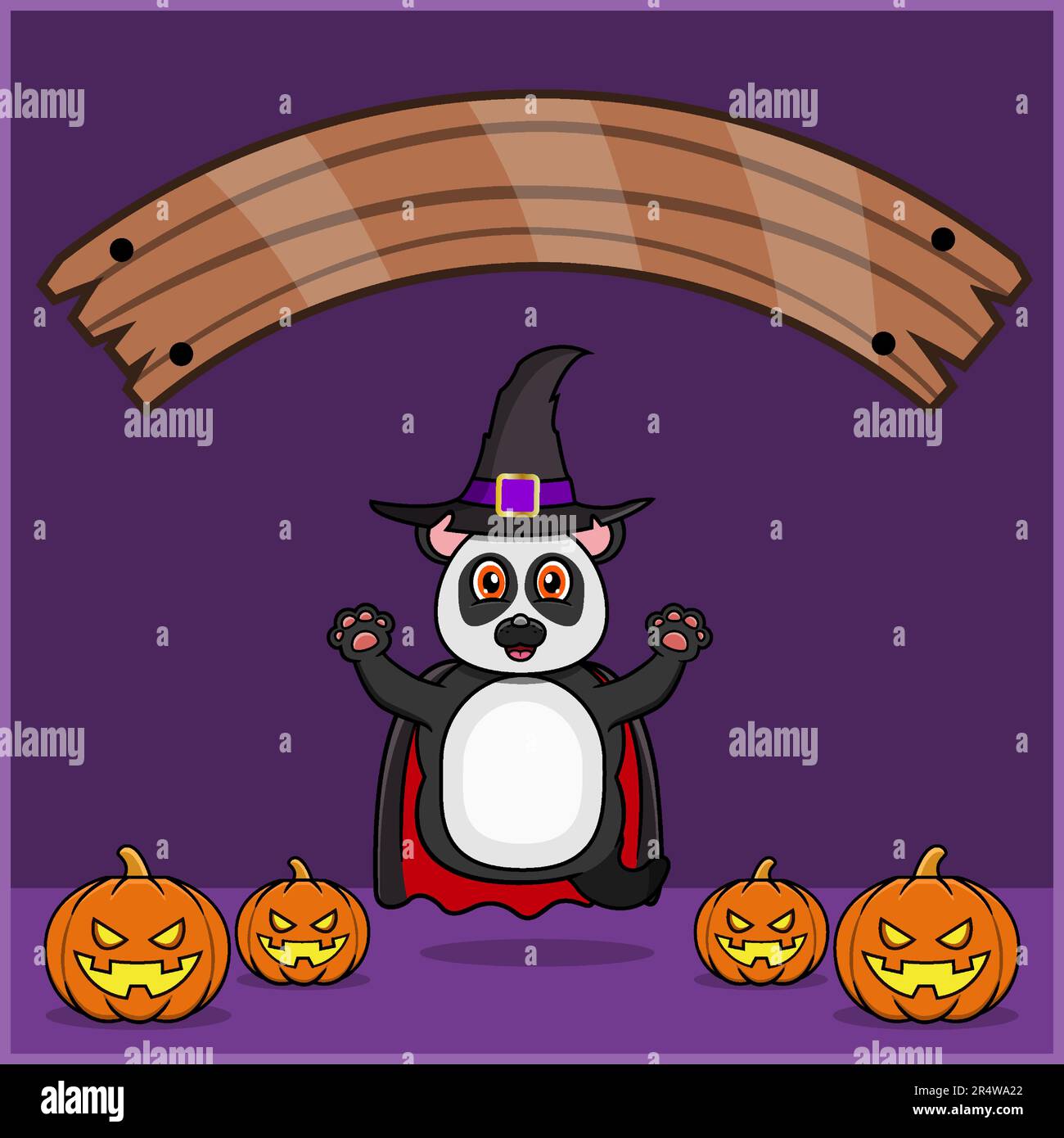 Cute Panda Animal wearing Vampire Halloween Custome, With Blank Space ...