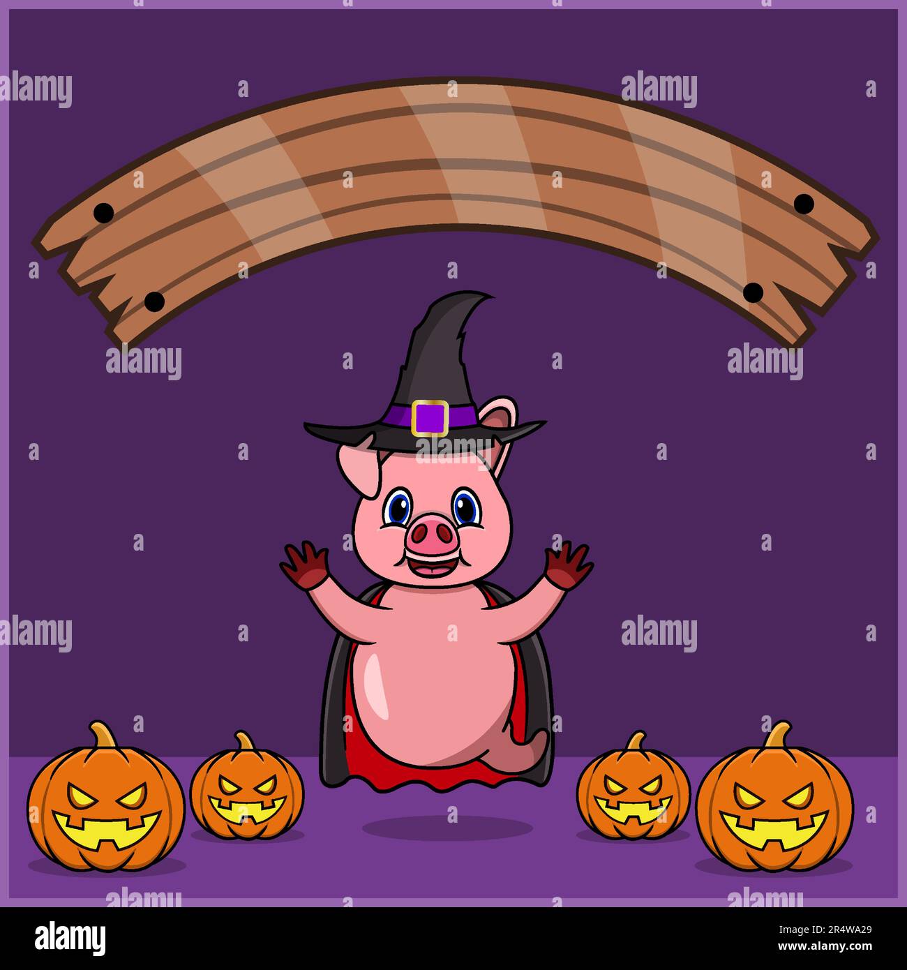 Cute Pig Animal wearing Vampire Halloween Custome, With Blank Space ...