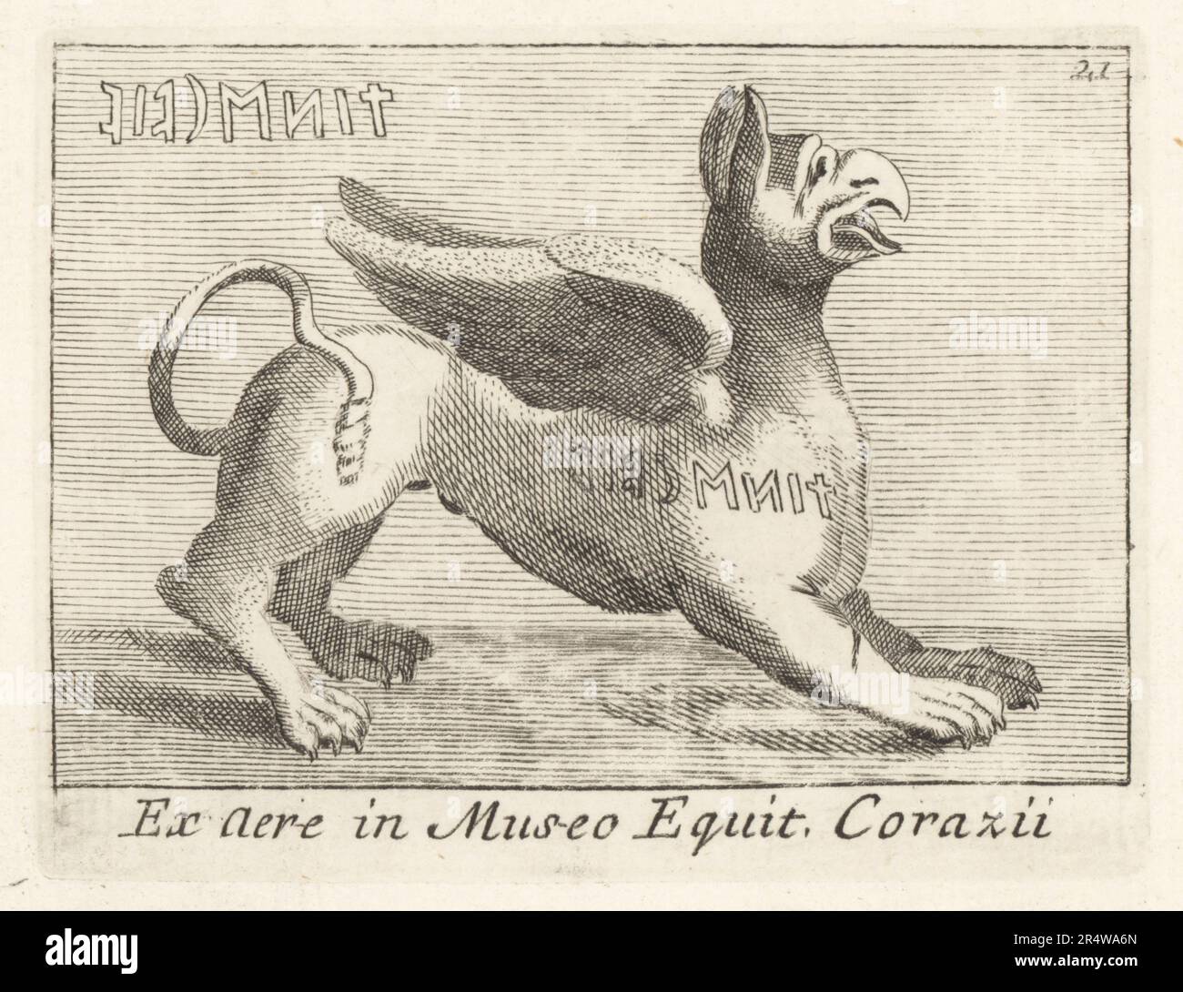 Etruscan bronze figure of a gryphon, a mythical beast. In the Museum of ...