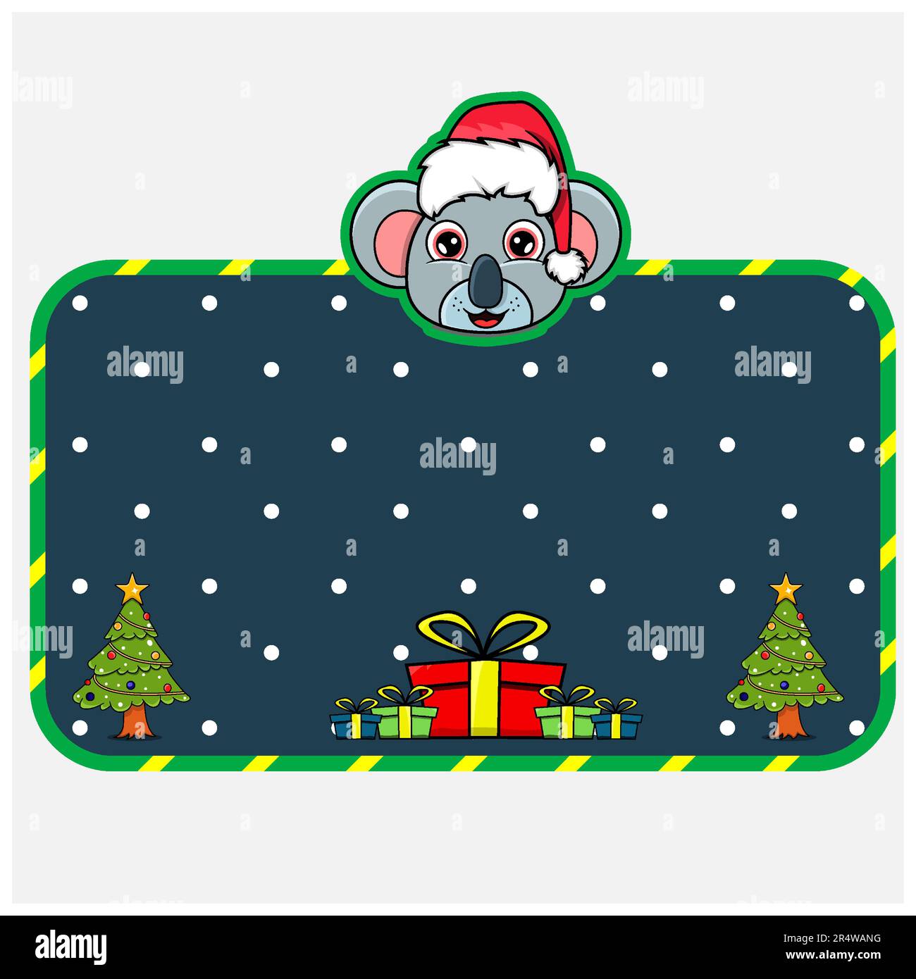 Christmas and New Year Greeting Card With Koala Character Design. Head ...