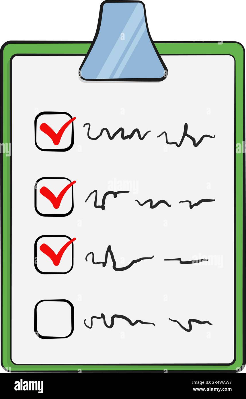 Clipboard with checklist. Cartoon. Vector illustration. Isolated on ...