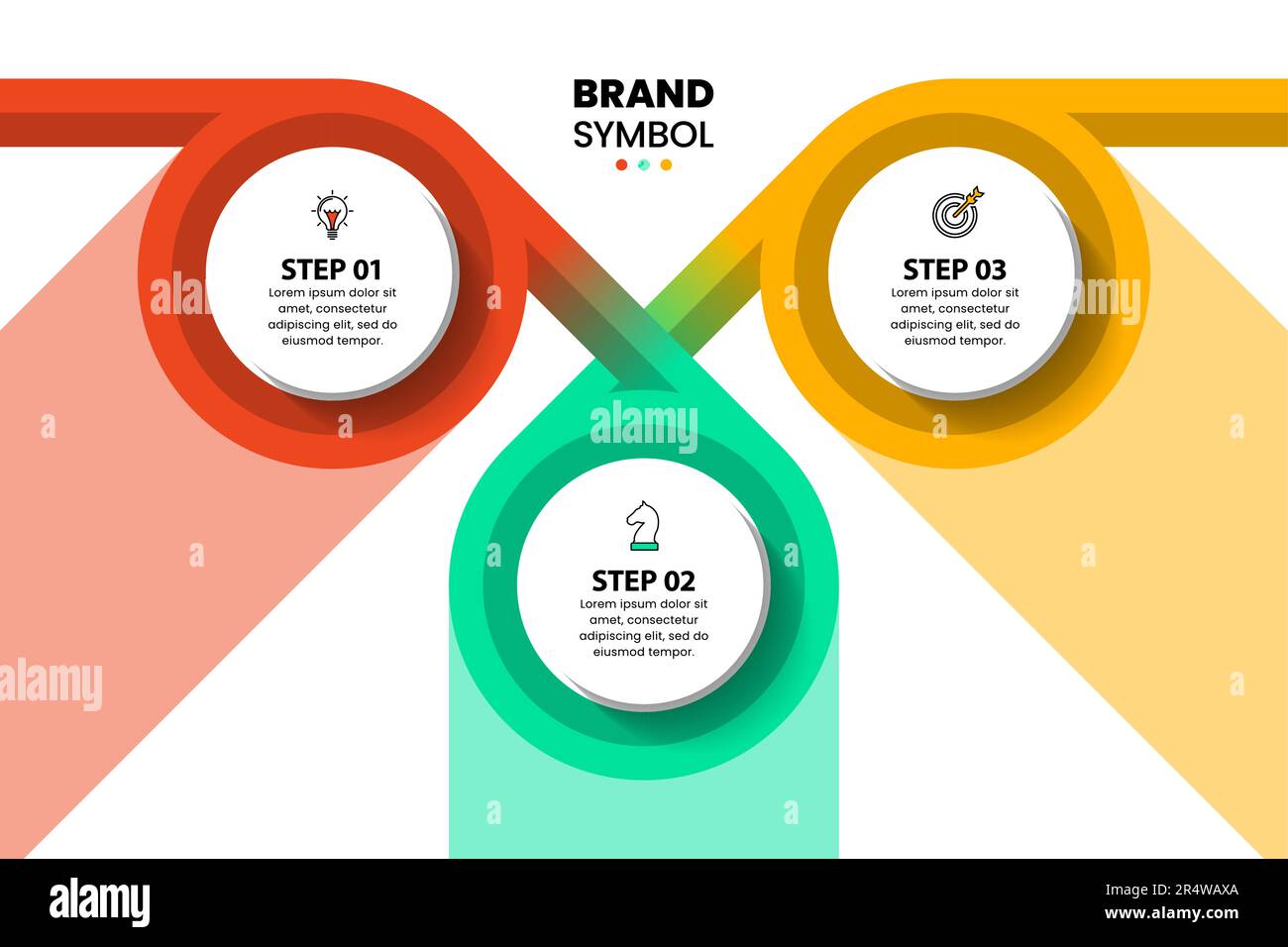 Infographic template with icons and 3 options or steps. Linked circles ...