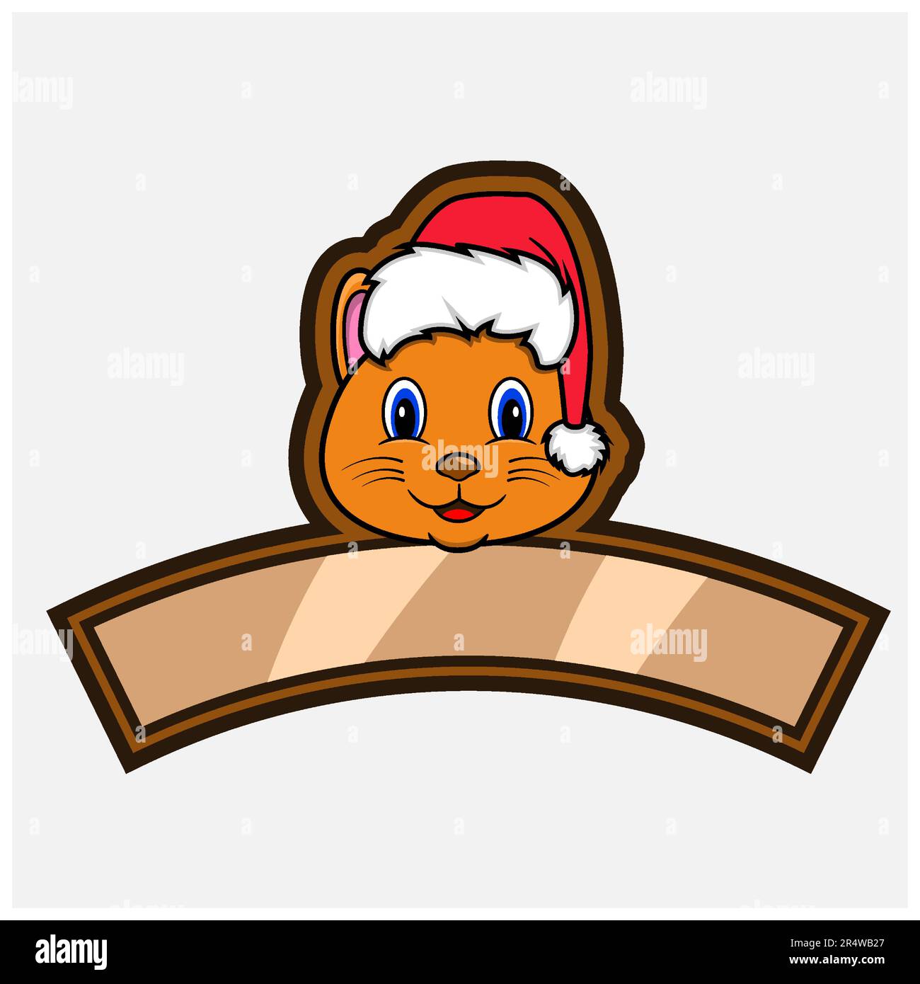 Cat Head Character Logo, icon, watermark, badge, emblem and label with Christmas Hat. Vector And ...