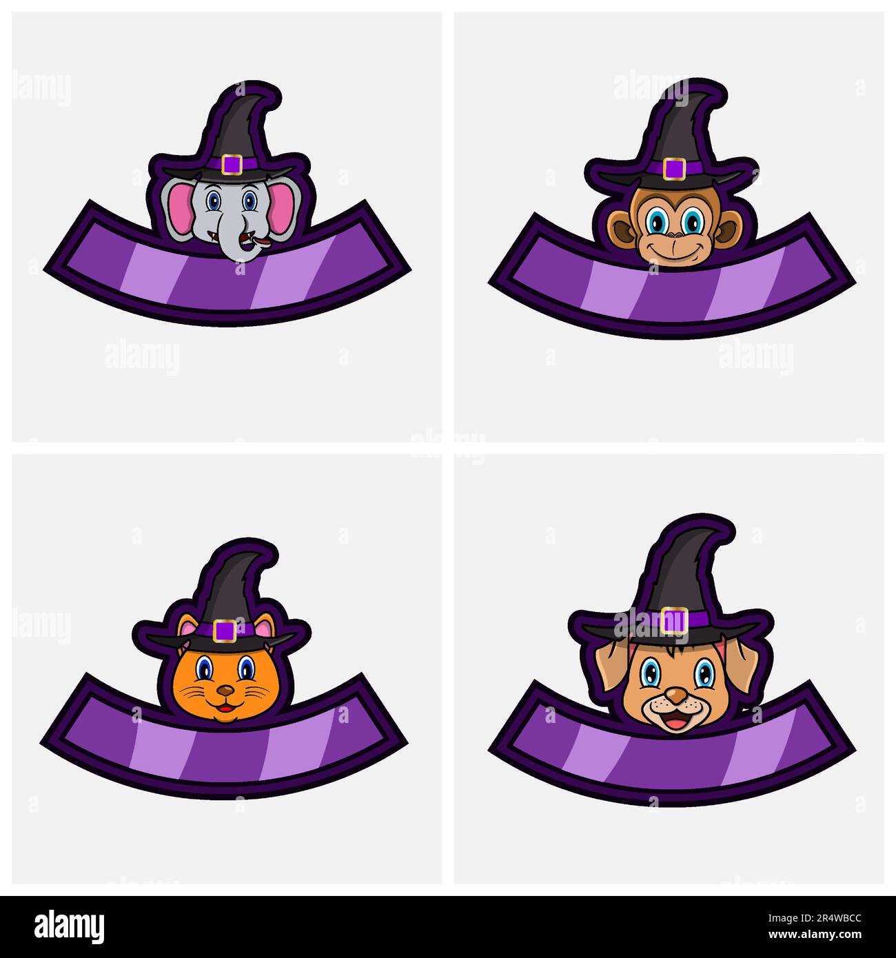 Set Cute Animals Head Character. For Logo, Icon, badge, emblem and ...