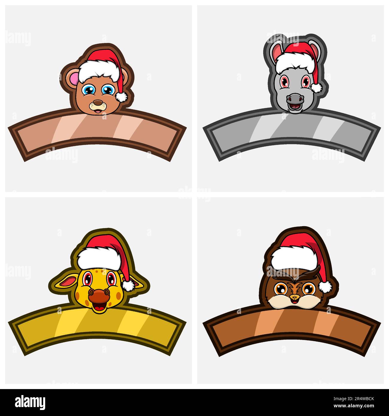 Set Cute Animals Head Character. For Logo, Icon and label with ...