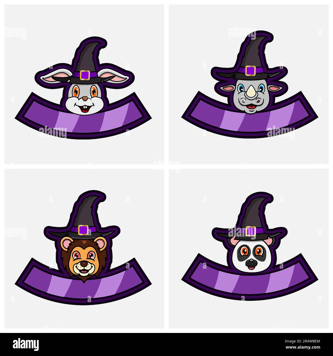 Set Cute Animals Head Character. For Logo, Icon, badge, emblem and ...