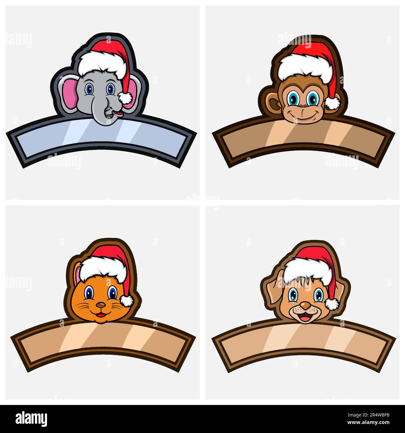 Set Cute Animals Head Character. For Logo, Icon and label with ...