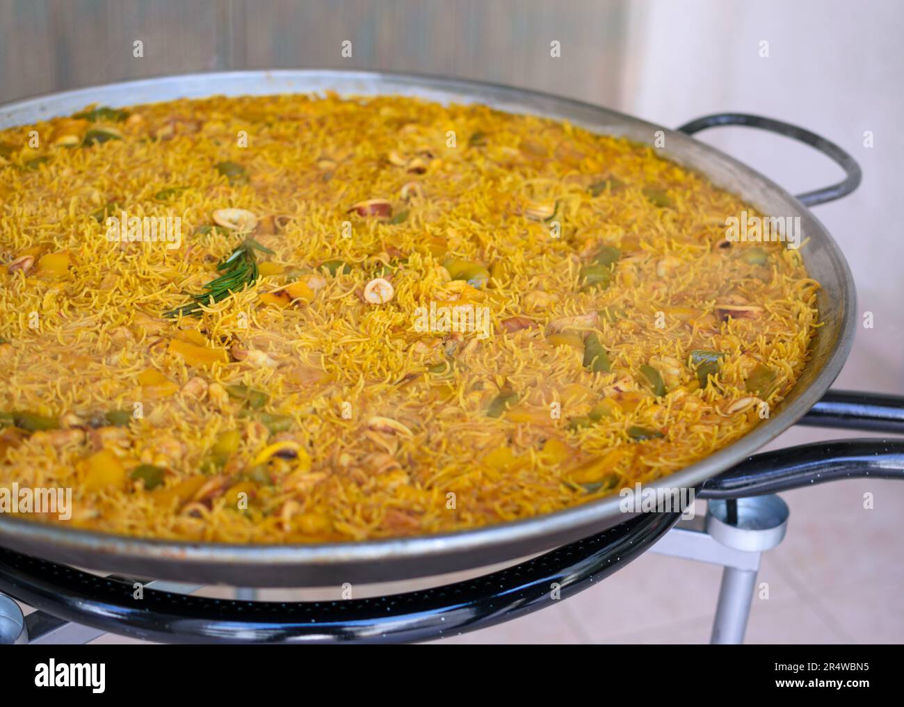 Traditional Fideua from Spain, a typical pasta made with paella ...
