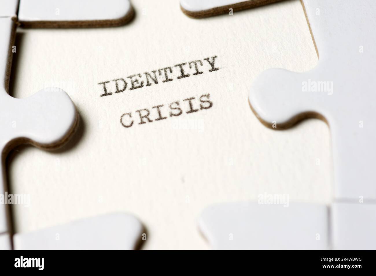 Identity crisis text written with a typewriter in a white puzzle Stock ...