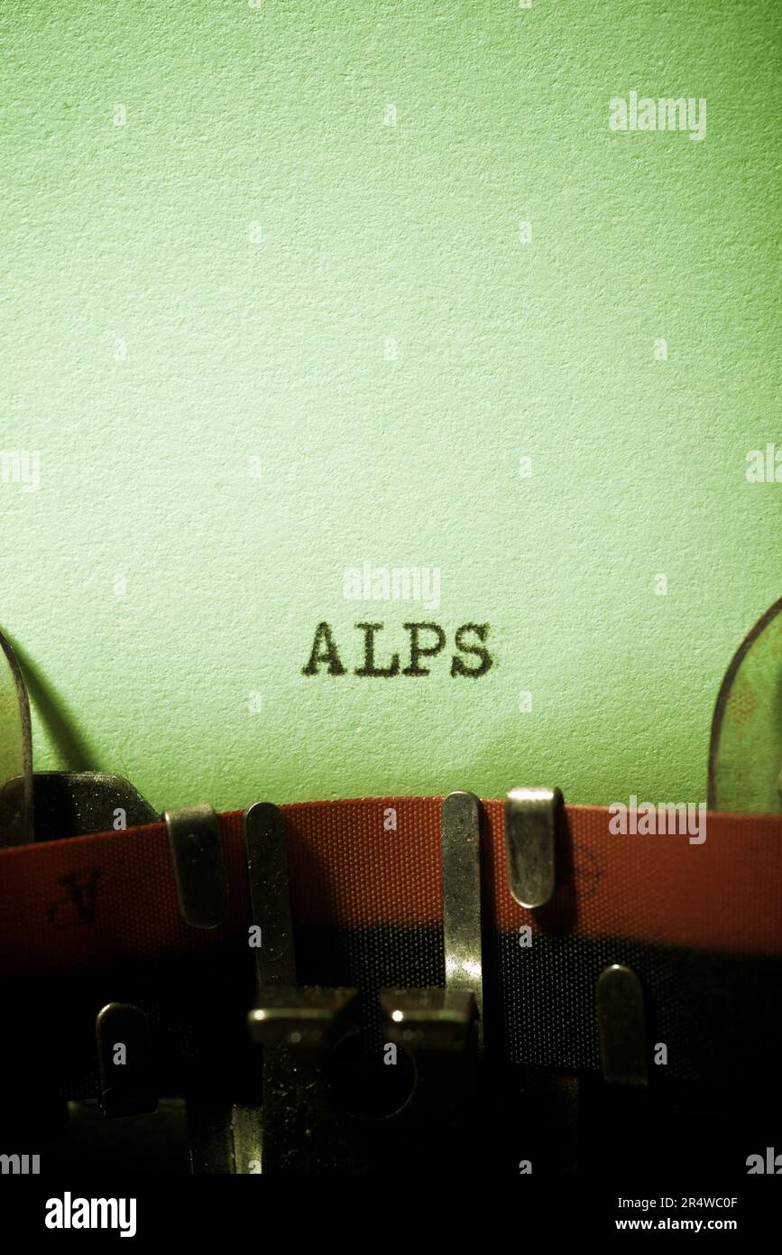 Alps word written with a typewriter Stock Photo - Alamy