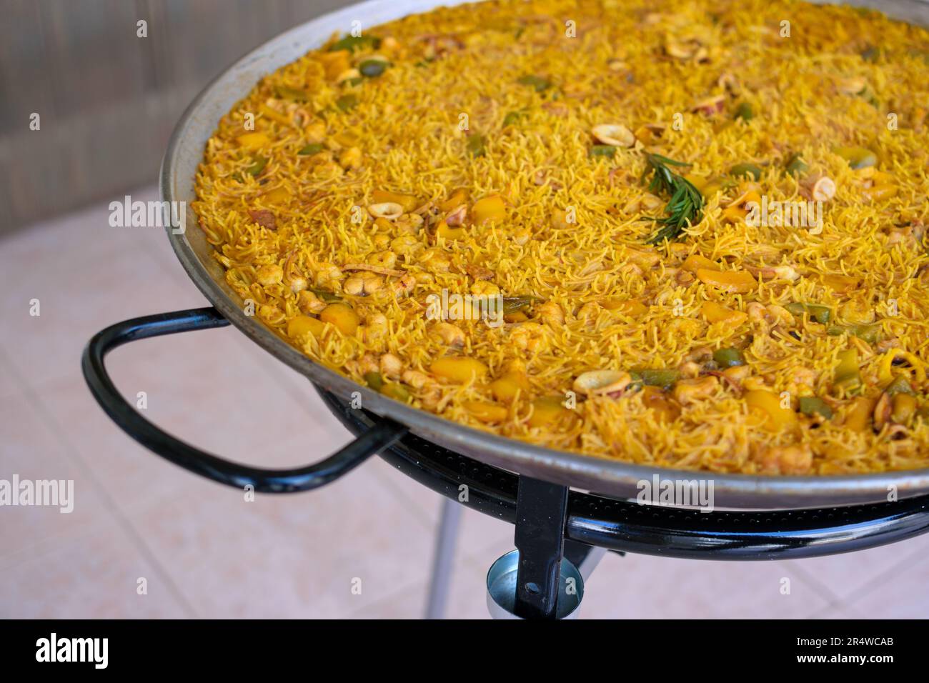 Traditional Fideua from Spain, a typical pasta made with paella ...