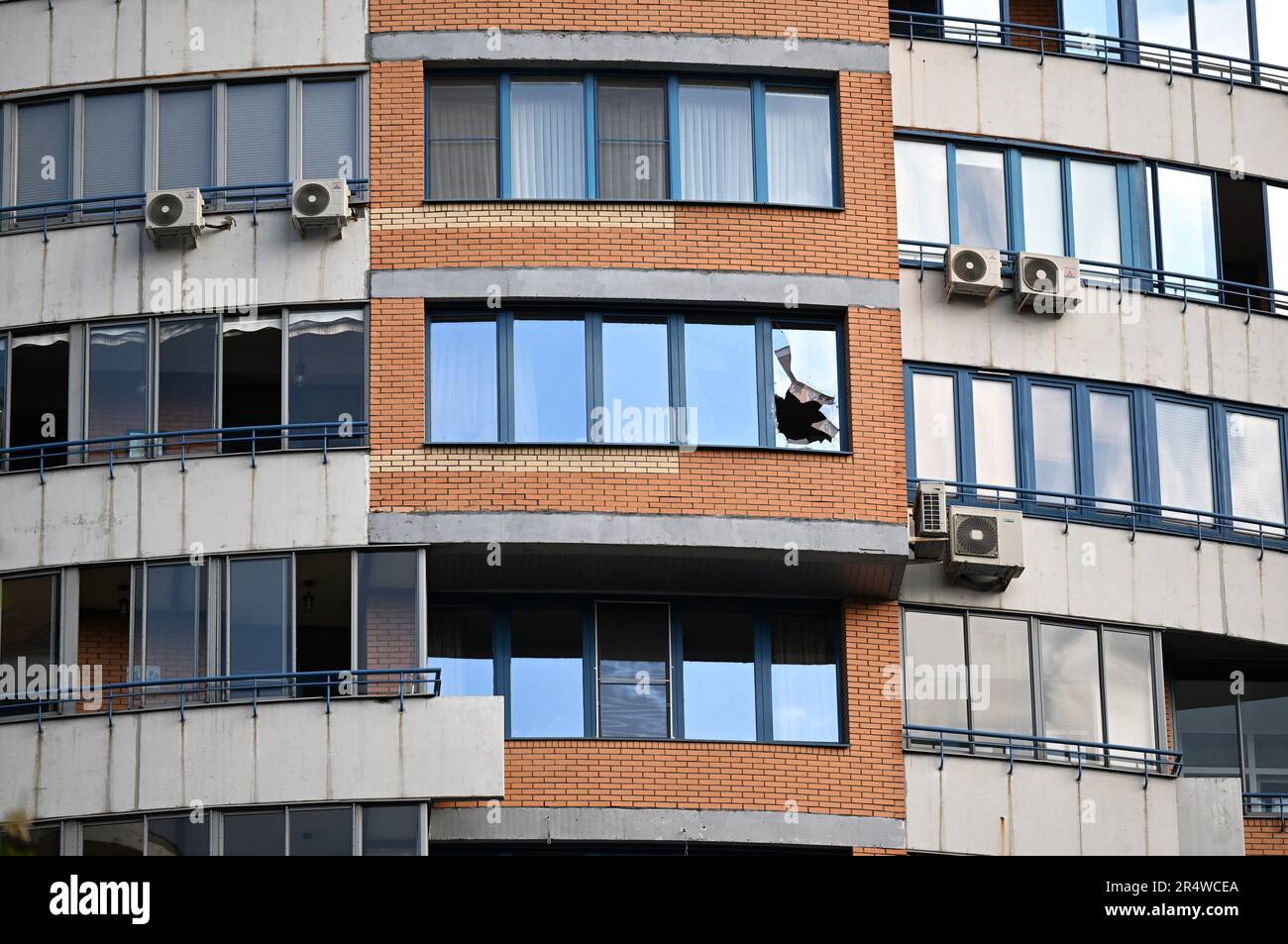 Moscow, Russia. 30th May, 2023. Consequences of a drone attack at 92 ...