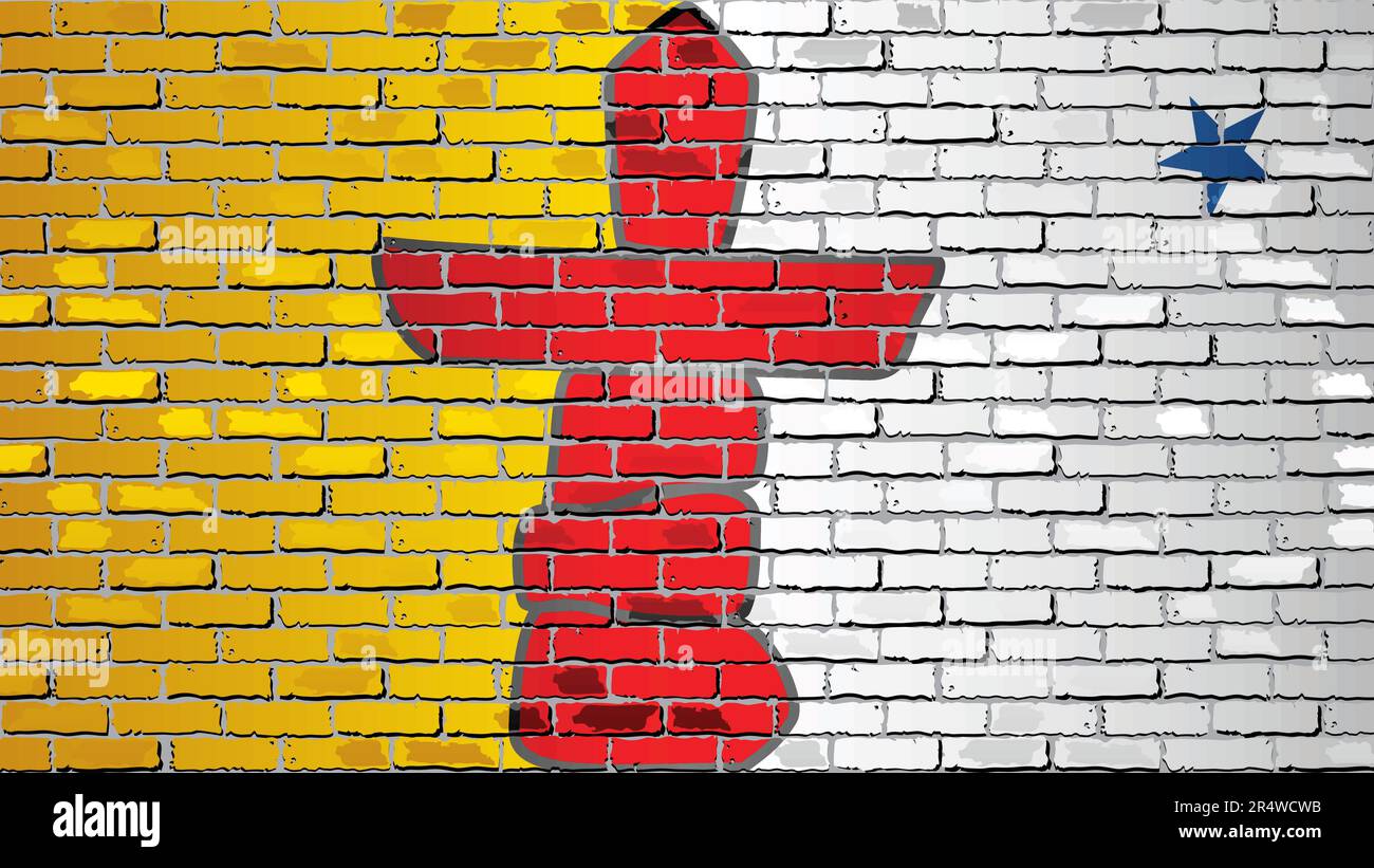 Shiny flag of the Nunavut on a brick wall - Illustration, Most ...