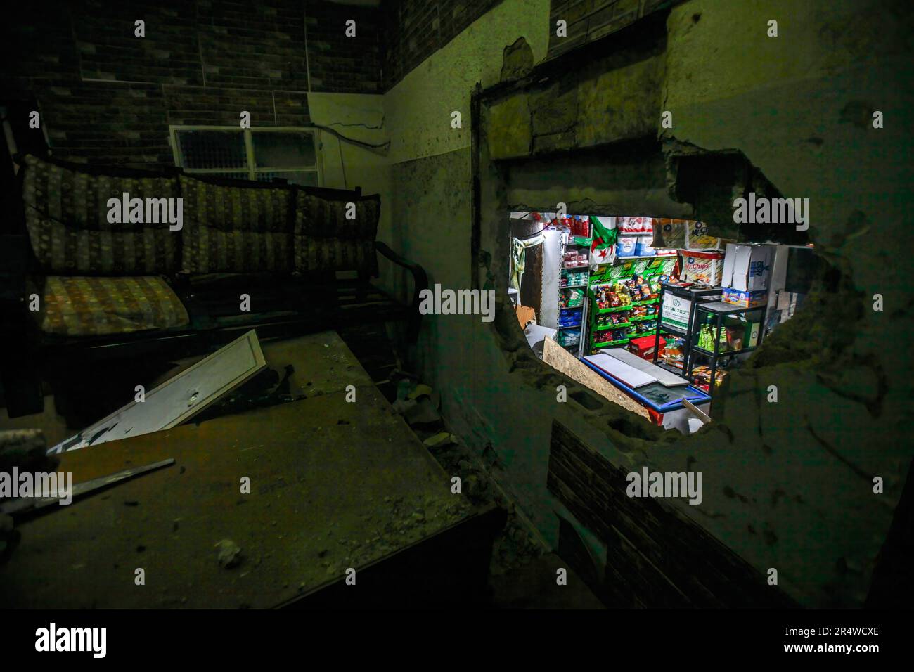 Tulkarm, Palestine. 30th May, 2023. View of the wall of a house that ...