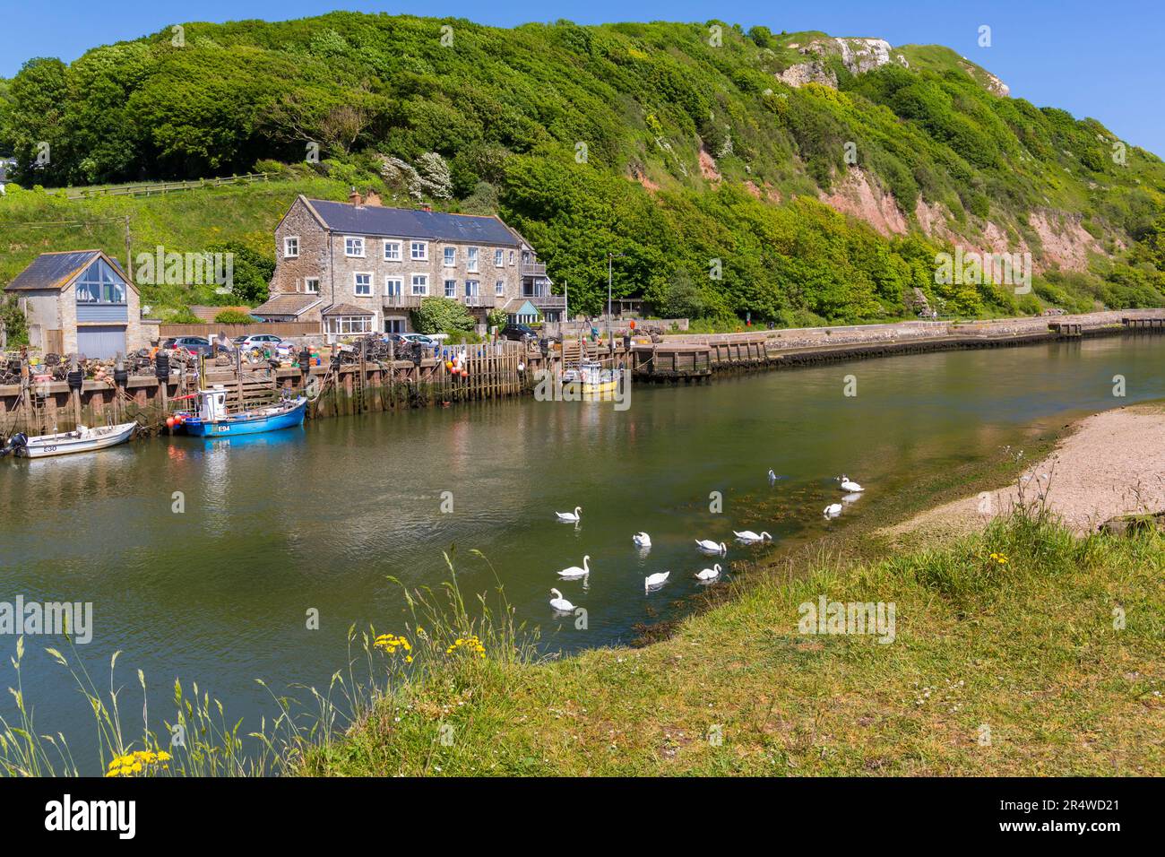 Picturesque view of Axmouth Harbour near Seaton, Devon, UK in May Stock ...