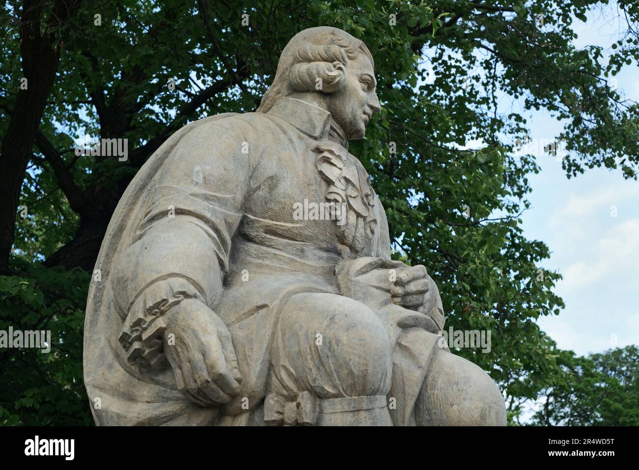 Statue of playwright in Royal Baths Amphitheatre in Warsaw Stock Photo ...