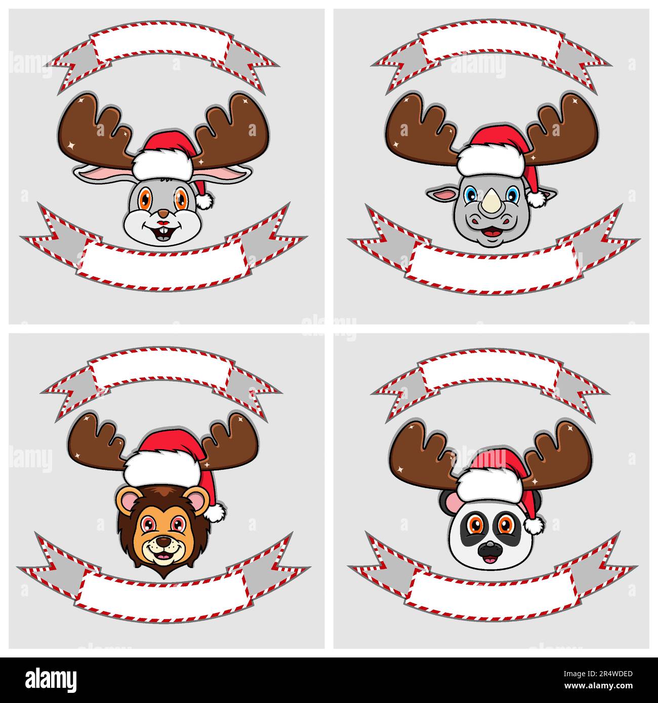 Set Cute Animals Head Character. For Logo, emblem and label with ...